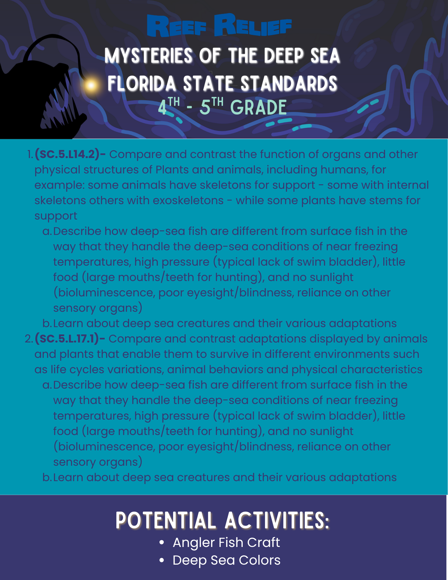 Mysteries of the Deep Sea Florida State Standards | Reef Relief