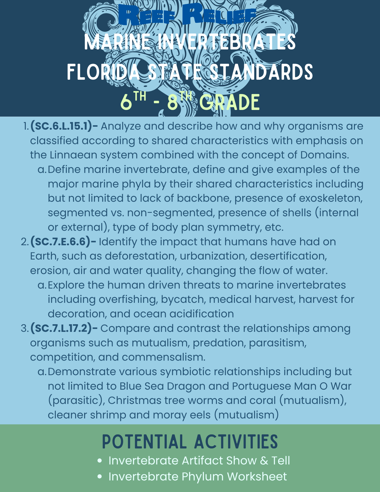 Marine Invertebrates Florida State Standards | Reef Relief